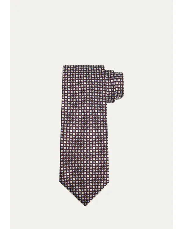 Zegna Geometric-floral Silk Tie
