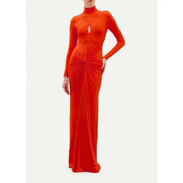 Silvia Tcherassi Birdy Twisted Cutout Long-sleeve Maxi Dress