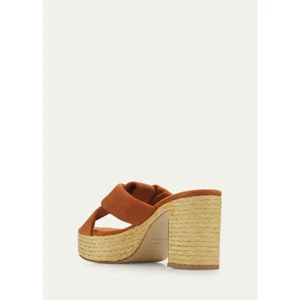 FERRAGAMO 85mm Douglas Leather Espadrille Platform Sandals