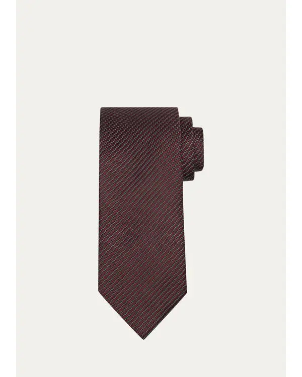 Zegna Micro-jacquard Stripe Silk Tie - Red