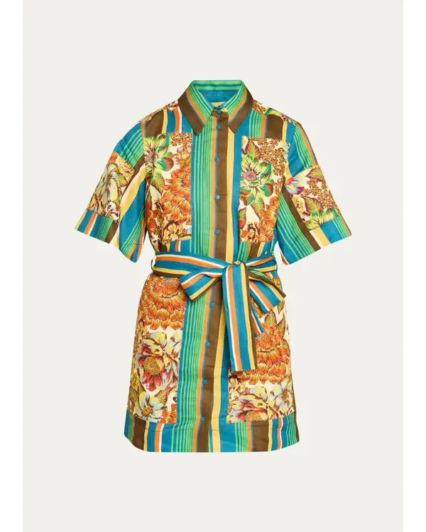ALEMAIS Charlie Belted Linen Mini Dress