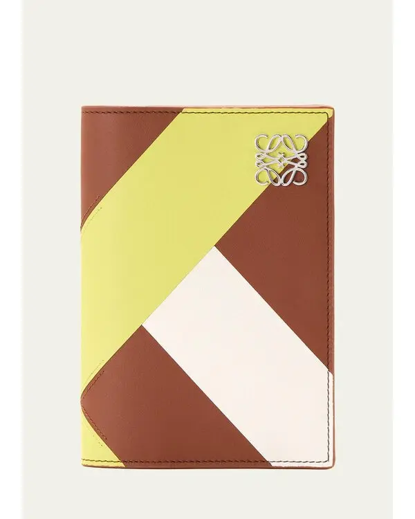 Loewe Anagram Colorblock Passport Cover In Leather - Squirrel