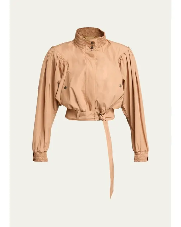 Chloé Technical Cotton Puff-sleeve Crop Jacket