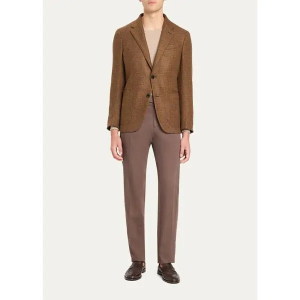 Zegna Cashmere Tonal Houndstooth Single-breasted Sport Coat - Brown