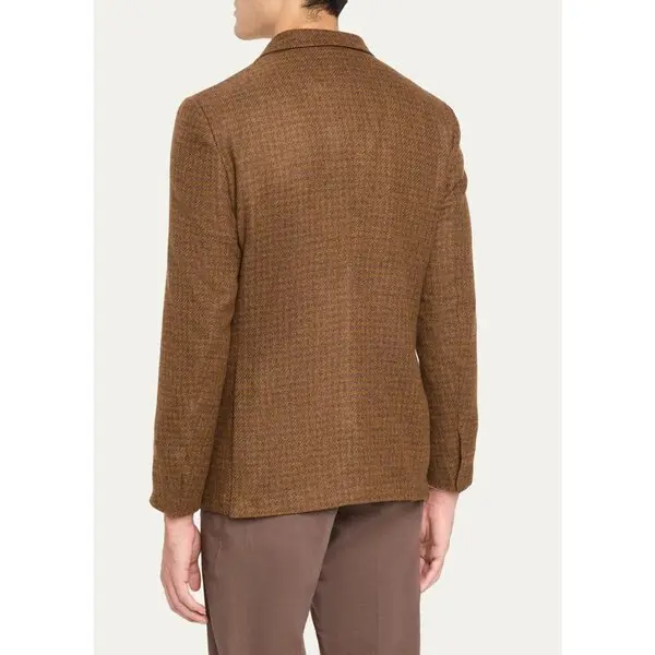 Zegna Cashmere Tonal Houndstooth Single-breasted Sport Coat - Brown