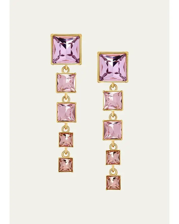Oscar De La Renta Square-cut Rhinestone Dangle Earrings - Violet