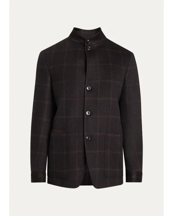 Zegna Cashmere Grid Check Chore Jacket