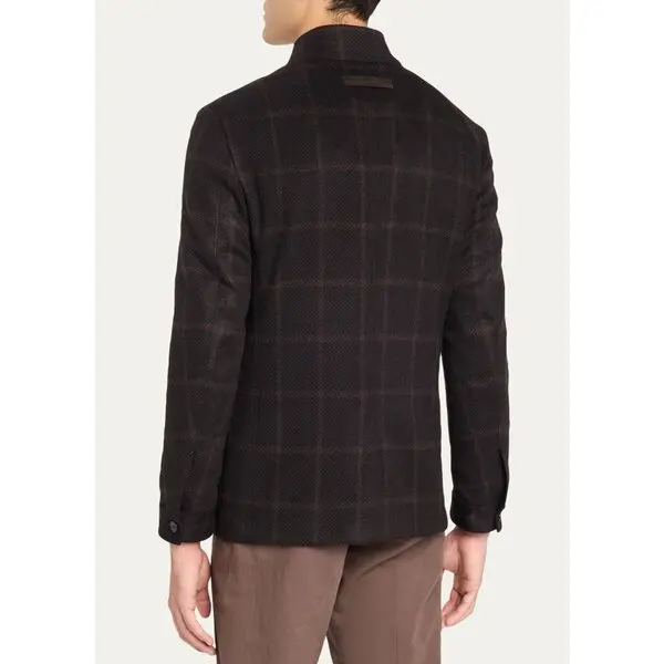 Zegna Cashmere Grid Check Chore Jacket