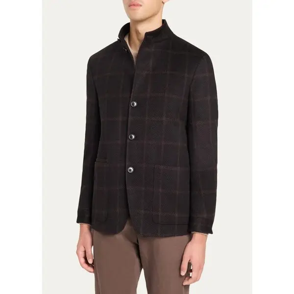 Zegna Cashmere Grid Check Chore Jacket