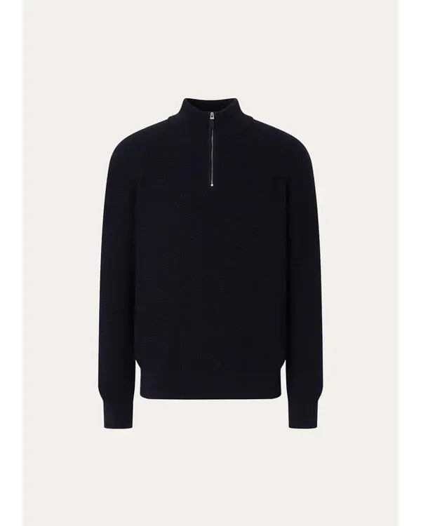 Zegna Cashmere Texture-knit Quarter-zip Sweater