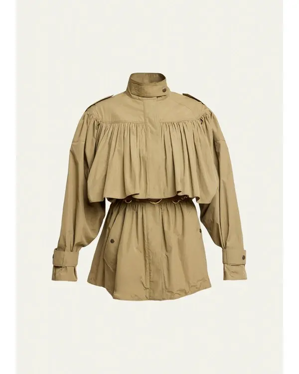 Chloé Gathered Ruffle Short Trench Coat