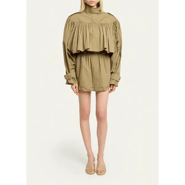 Chloé Gathered Ruffle Short Trench Coat