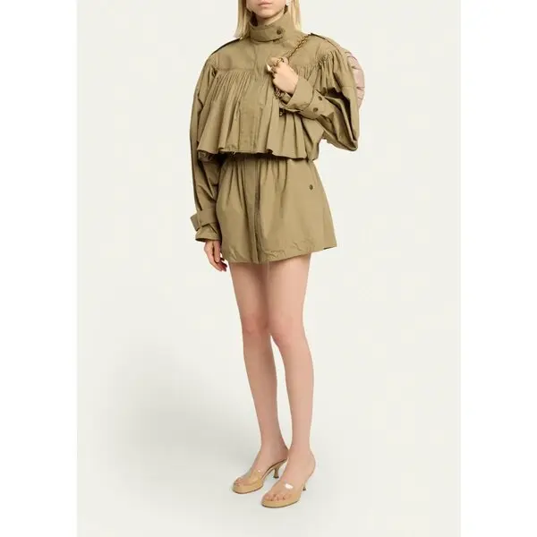 Chloé Gathered Ruffle Short Trench Coat