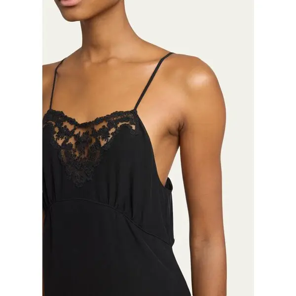 Chloé Lace-trim Empire Silk Midi Slip Dress - Black