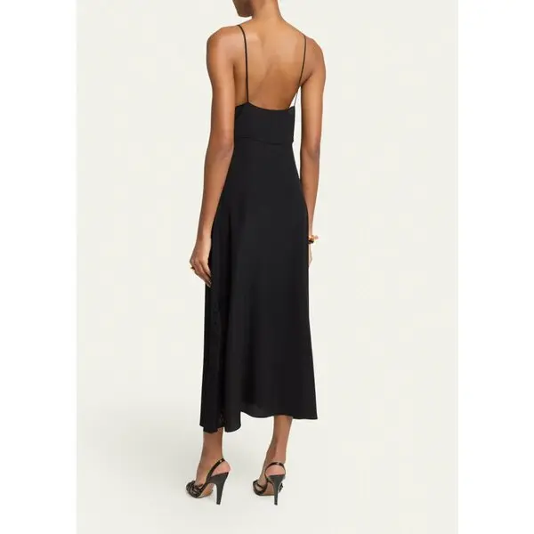 Chloé Lace-trim Empire Silk Midi Slip Dress - Black