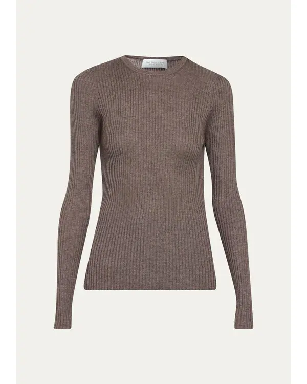 Gabriela Hearst Browning Cashmere-silk Rib Crewneck Sweater - Walnut