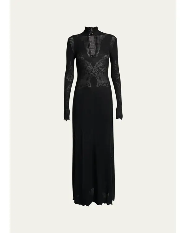 Gabriela Hearst Solace Wool Lace Knit Long-sleeve Maxi Dress