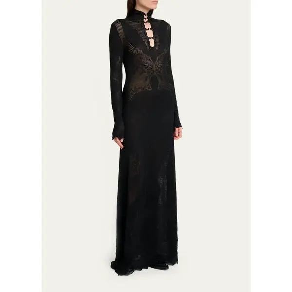 Gabriela Hearst Solace Wool Lace Knit Long-sleeve Maxi Dress