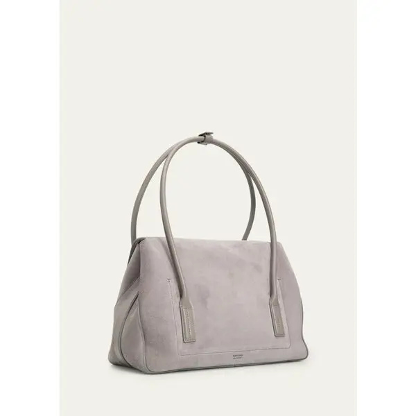 TOM FORD Eclipse Medium Suede & Leather Shoulder Bag - Cloudburst