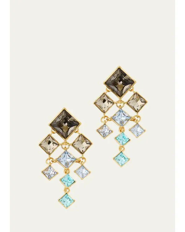 Oscar De La Renta Square-cut Rhinestone Chandelier Clip-on Earrings - Sapphire