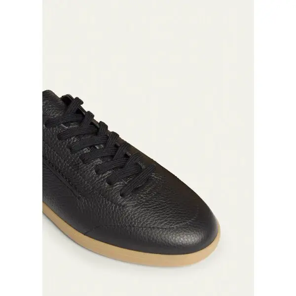 Zegna 232 Grained Leather Low-top Sneakers - Black