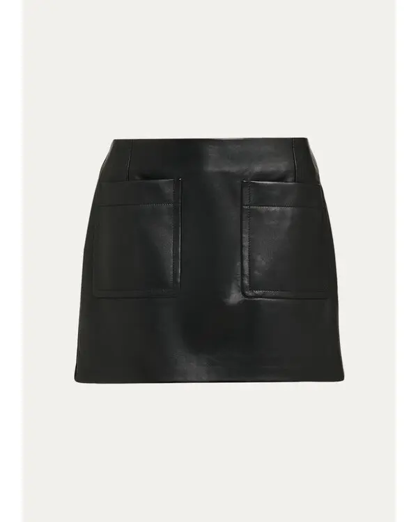 Bottega Veneta Patch Pocket Leather Mini Skirt
