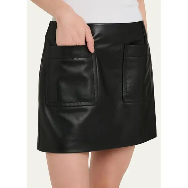 Bottega Veneta Patch Pocket Leather Mini Skirt