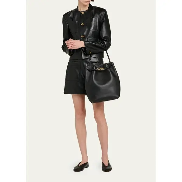 Bottega Veneta Patch Pocket Leather Mini Skirt