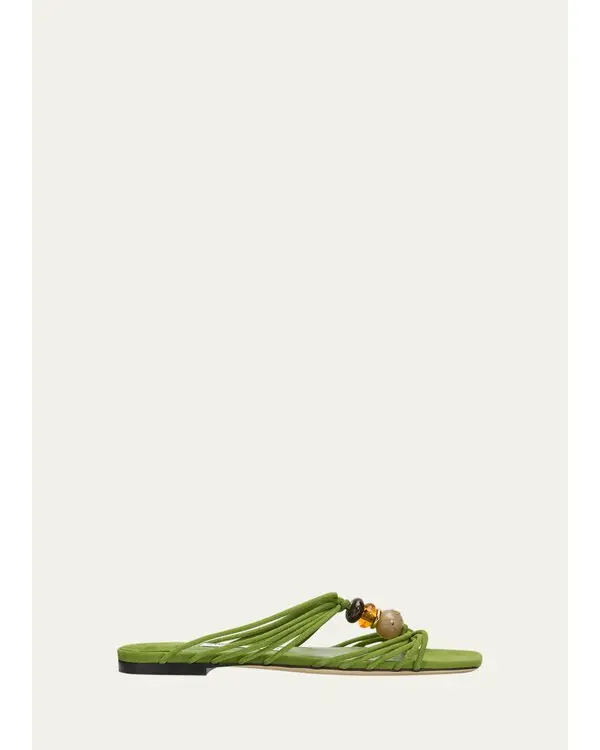 JIMMY CHOO Lova Suede Flat Slide Sandals
