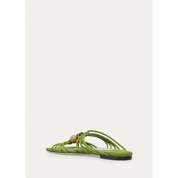 JIMMY CHOO Lova Suede Flat Slide Sandals