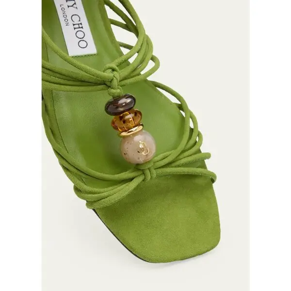 JIMMY CHOO Lova Suede Flat Slide Sandals