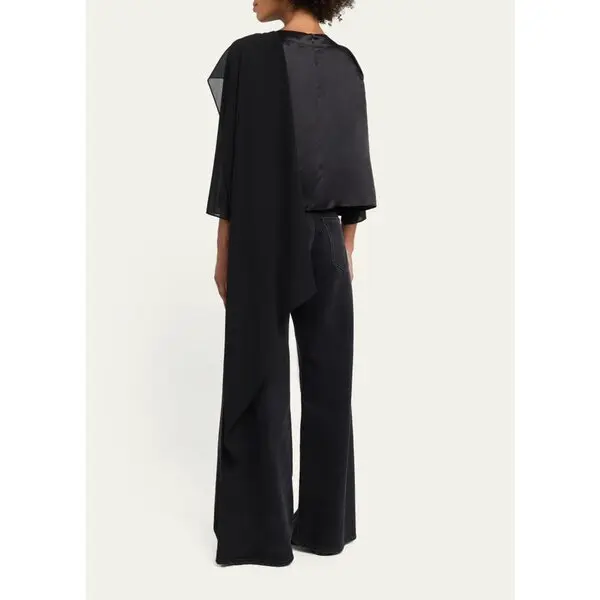 MAISON MARGIELA Asymmetric Draped Chiffon Top