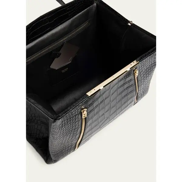 TOM FORD Patrick Croc-embossed Leather Shoulder Bag - Black