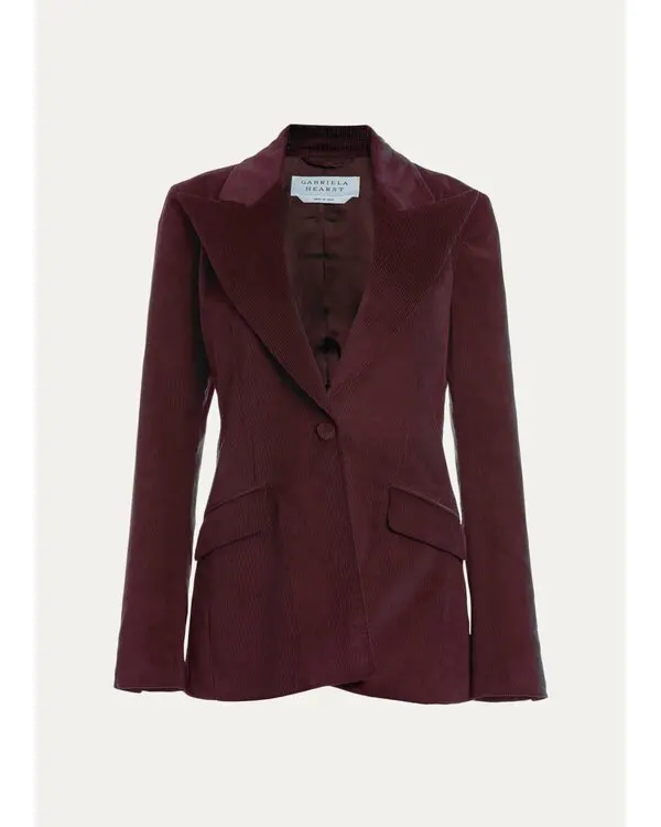Gabriela Hearst Leiva Cashmere-wool Corduroy Single-breasted Blazer - Plum