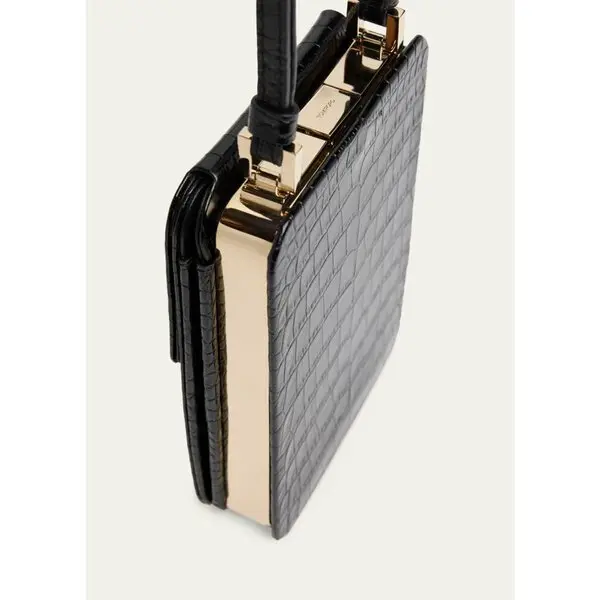 TOM FORD Frame Croc-embossed Leather Vertical Clutch