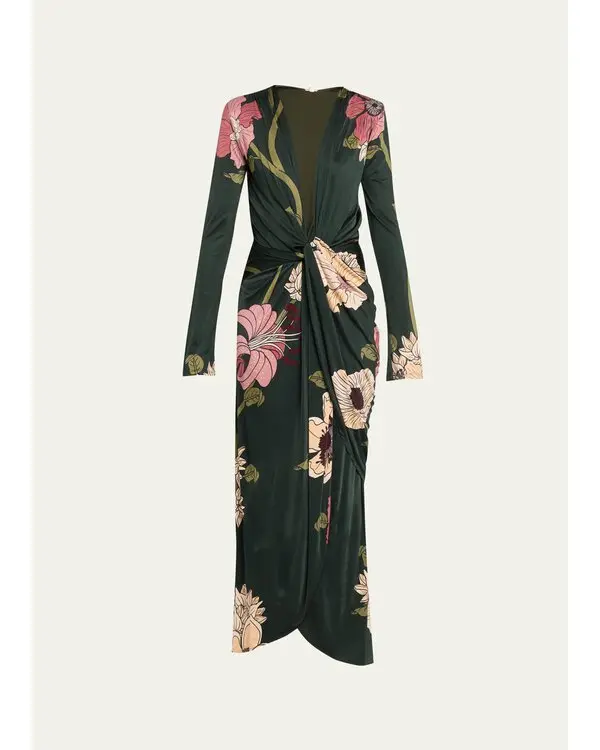 Johanna Ortiz Reinvention Oasis Ankle Dress - Green/rose