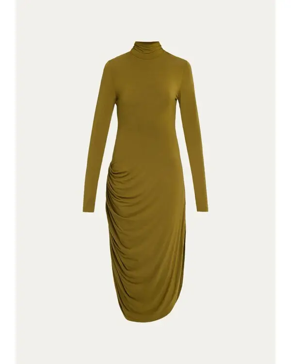 Proenza Schouler White Label Imogen Draped Turtleneck Dress - Olive