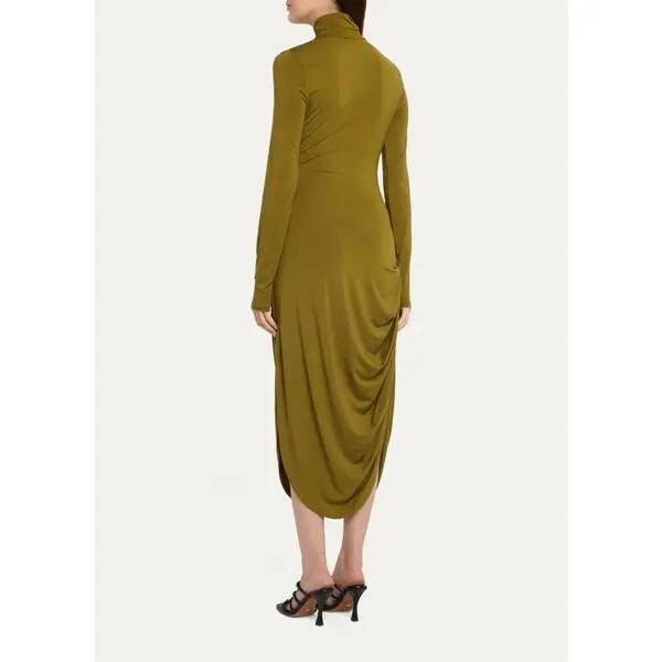 Proenza Schouler White Label Imogen Draped Turtleneck Dress - Olive