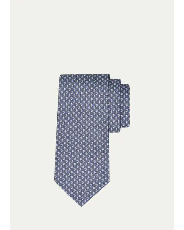 FERRAGAMO Unicorn-gancio Silk Tie - Grigio