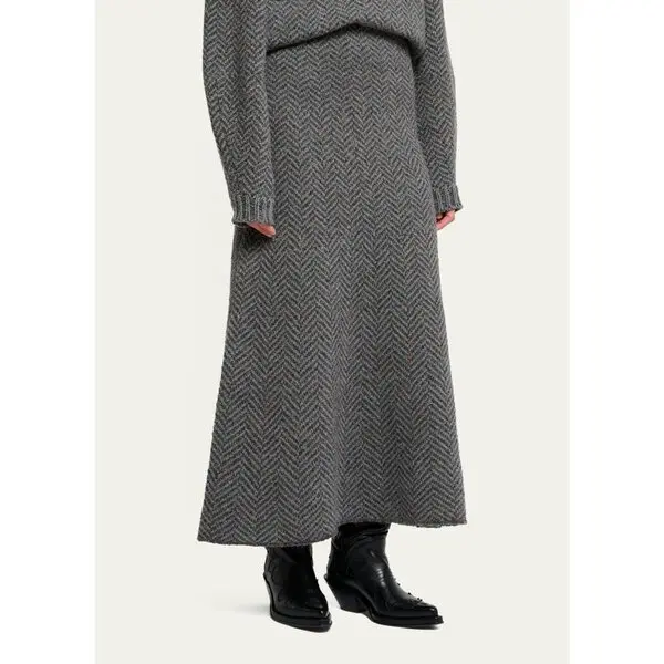 Gabriela Hearst Camden Cashmere Speckled Herringbone Maxi Skirt