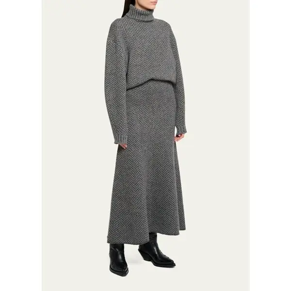 Gabriela Hearst Camden Cashmere Speckled Herringbone Maxi Skirt