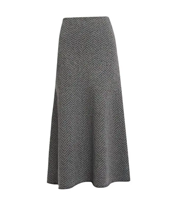 Gabriela Hearst Camden Cashmere Speckled Herringbone Maxi Skirt - Charcoal Multi
