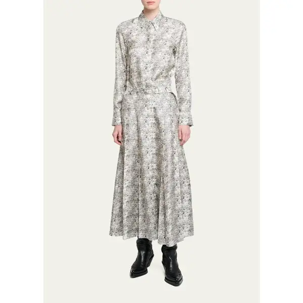 Gabriela Hearst Dugald Button-front Pleated Silk Midi Skirt With Belt