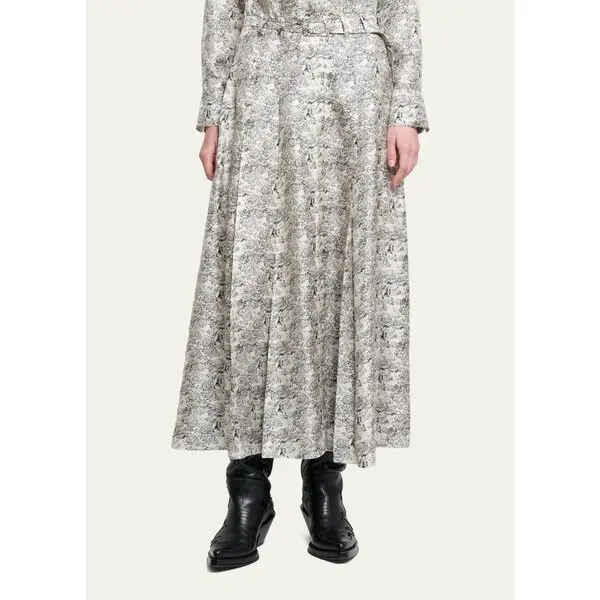 Gabriela Hearst Dugald Button-front Pleated Silk Midi Skirt With Belt