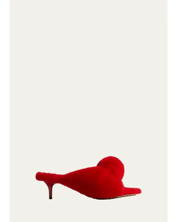Bottega Veneta Carded Merino Wool Knotted Kitten-heel Sandals