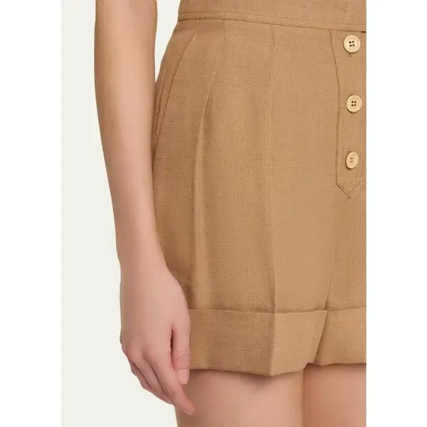 Valentino Garavani Pleated Linen Tailored Shorts