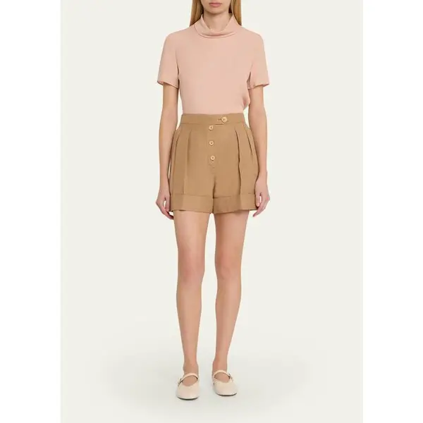 Valentino Garavani Pleated Linen Tailored Shorts