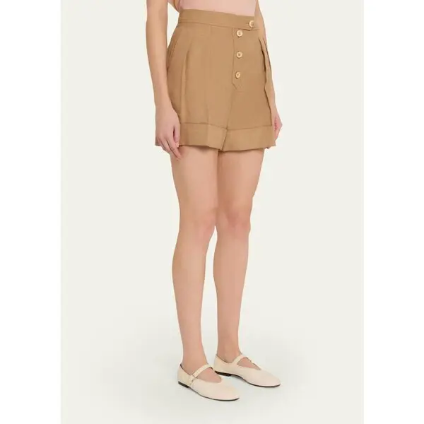 Valentino Garavani Pleated Linen Tailored Shorts