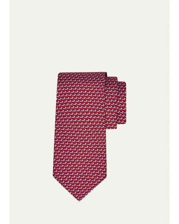 FERRAGAMO Mini-dachshund Dog Silk Tie - Rosso