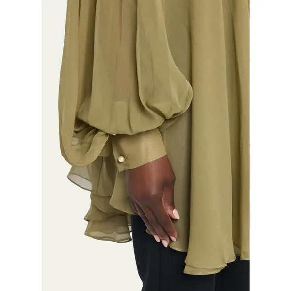 Prabal Gurung Silk Georgette Oversized Trapeze Blouse